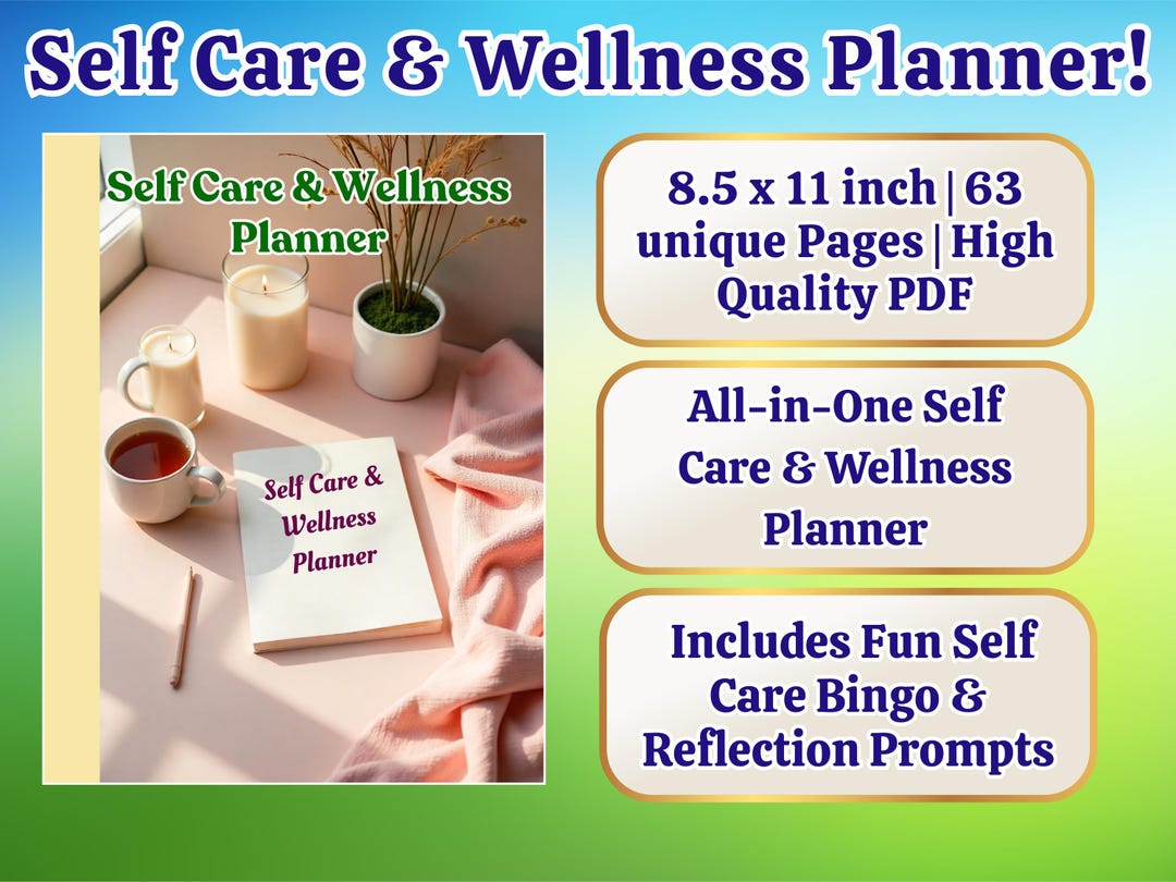 Self Care & Wellness Planner Printable | Daily, Weekly and Monthly Self ...