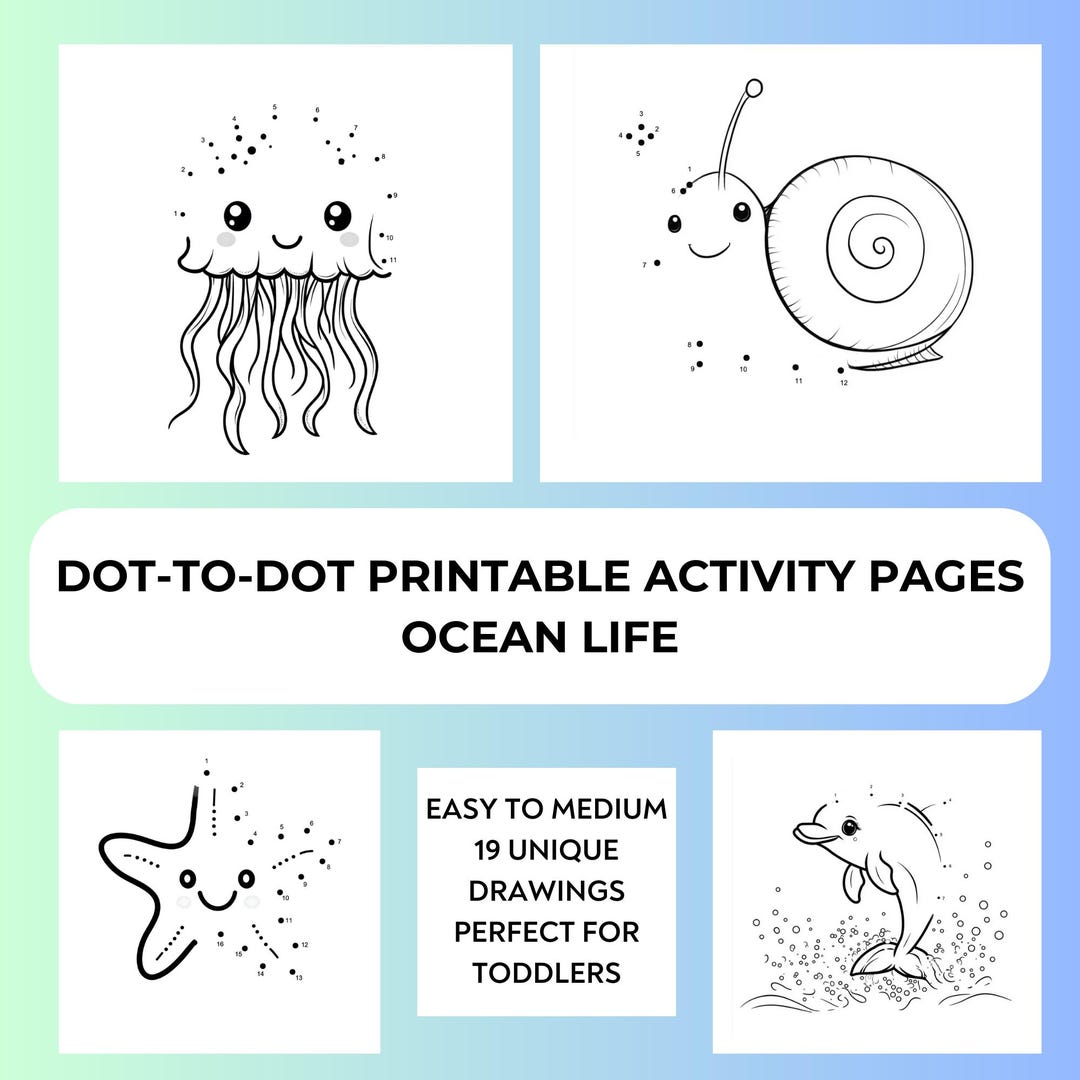 Sea Animals Dot-to-dot Activity Pages: Ocean Life Connect the Dots ...