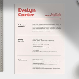 Red Modern Resume Template for Canva | Professional & Editable CV ...