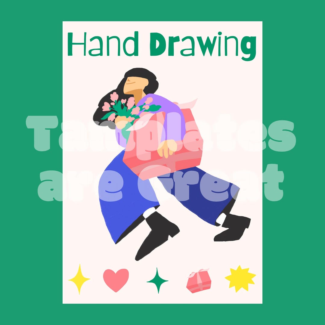 Personal Use License/lovely Hand-drawn Unique Illustration Canva ...