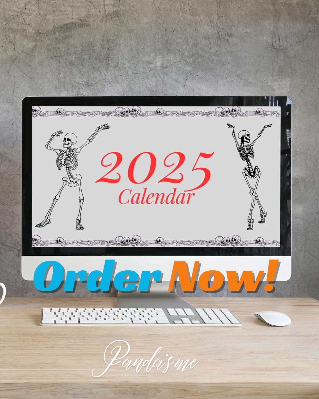Skeleton-themed 2025 Digital Calendar | Spooky Gothic Planner ...