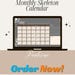Skeleton-themed 2025 Digital Calendar | Spooky Gothic Planner ...