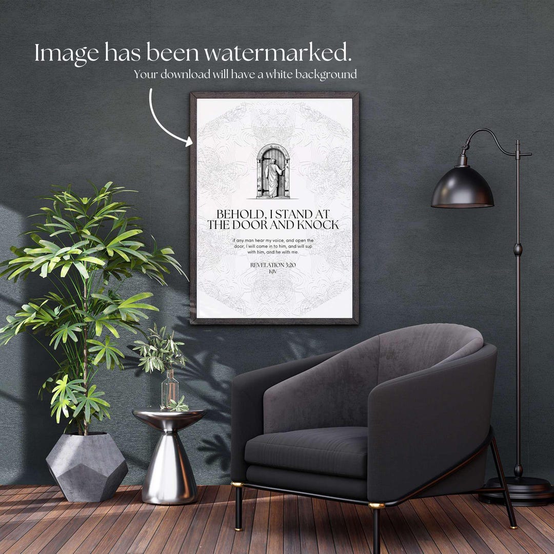 Revelation 3:20 | Behold, I Stand at the Door Digital Wall Art, Bible ...