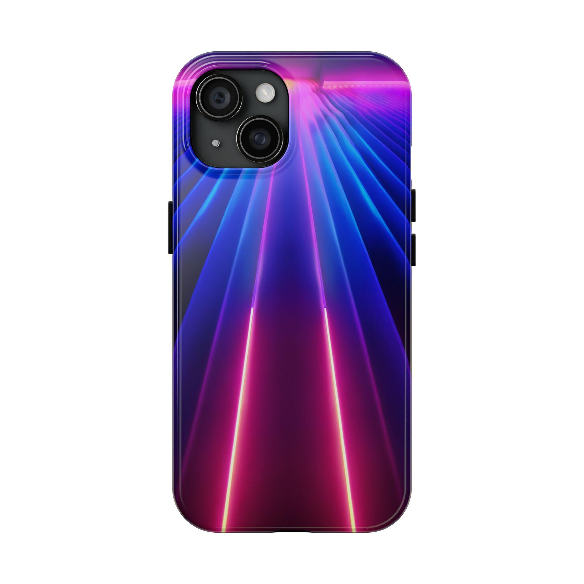 Retro Neon Glow Phone Case - Vibrant Electronic Design, Tough ...