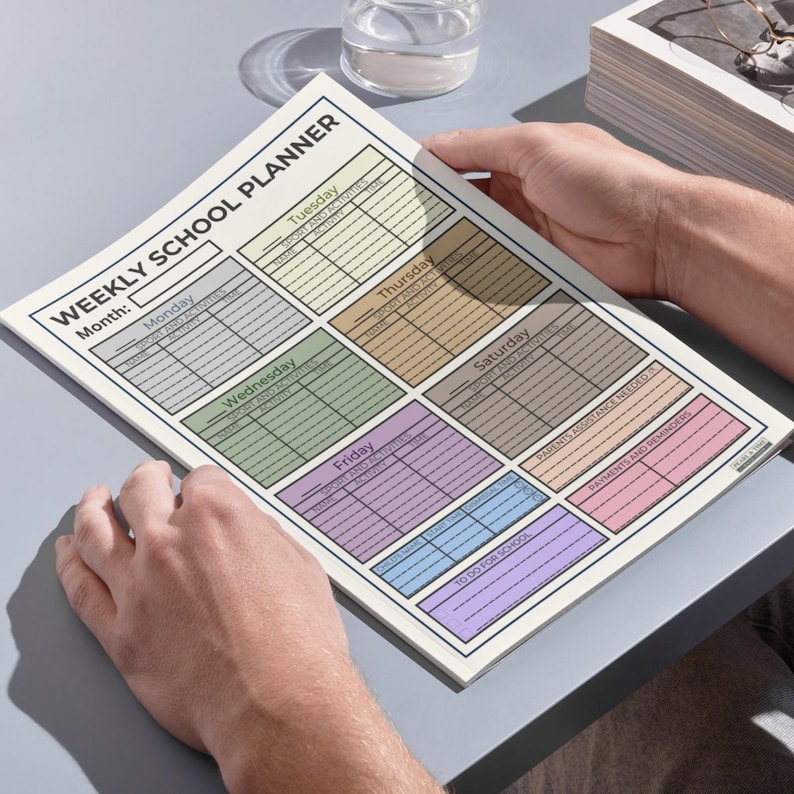 Weekly School Planner Printable A4 Student Schedule Tracker Academic ...