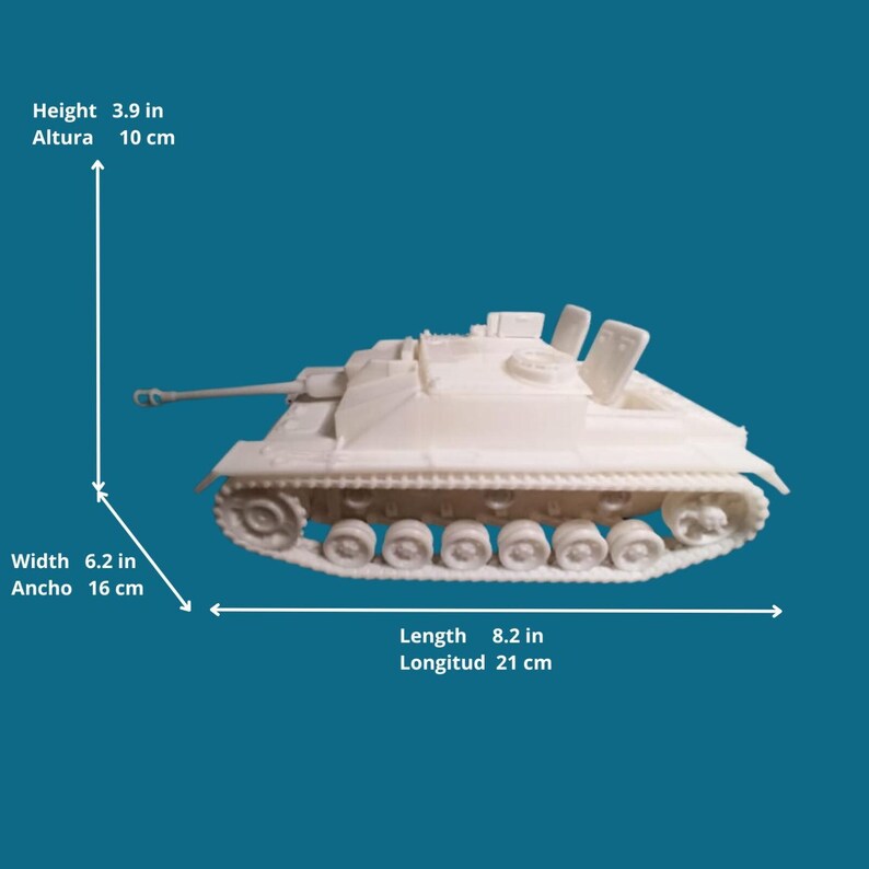 Stug III G War Tank Ww2 1:32 Scale White Color 3D Printed Model Kits ...