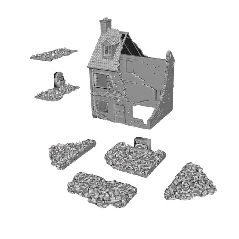 Dioramas Ruins House WW2 1:72 Models Kits Military Building DIY Wargame ...