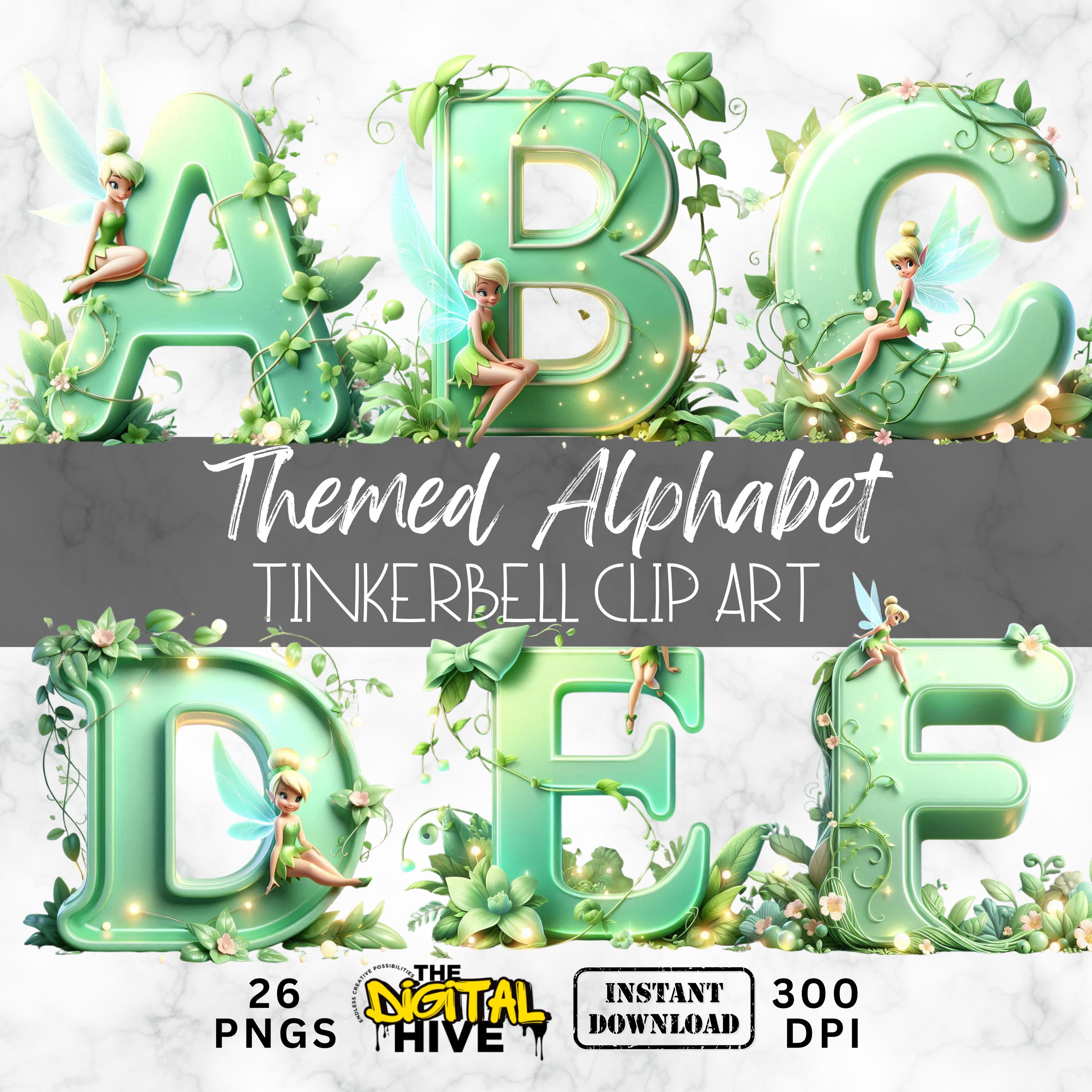 Tinkerbell Fairy PNG Clipart Alphabet Bundle , Boy and Girl Birthday ...