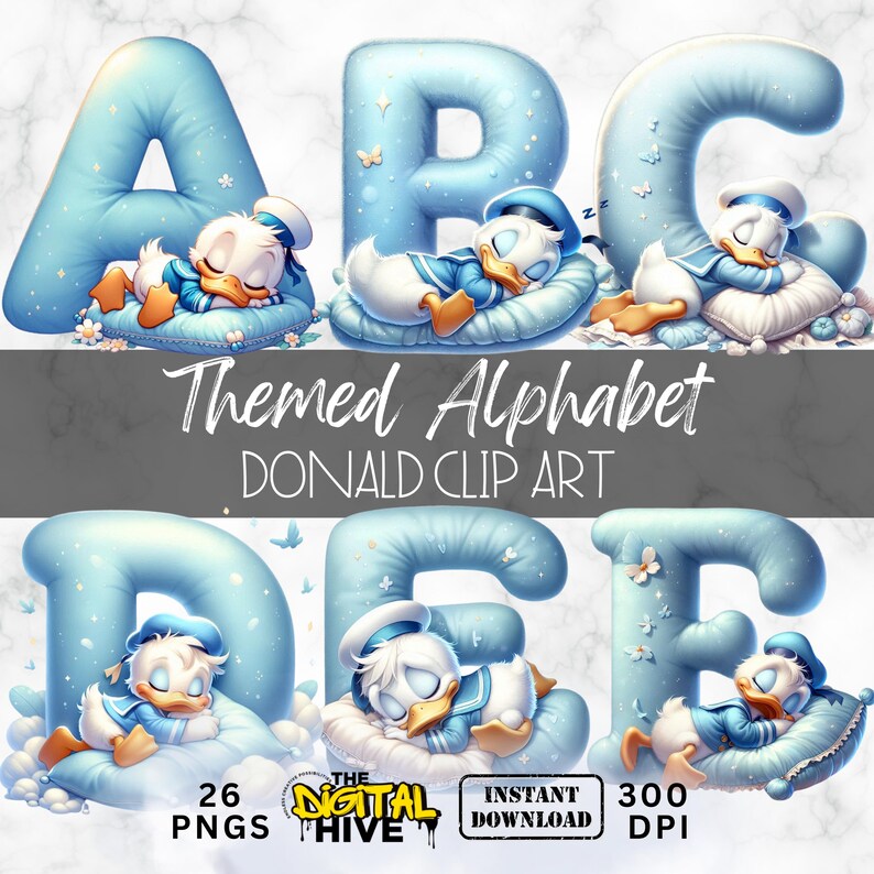 Donald Duck PNG Clipart Alphabet,numbers Bundle, Boy and Girl Birthday ...