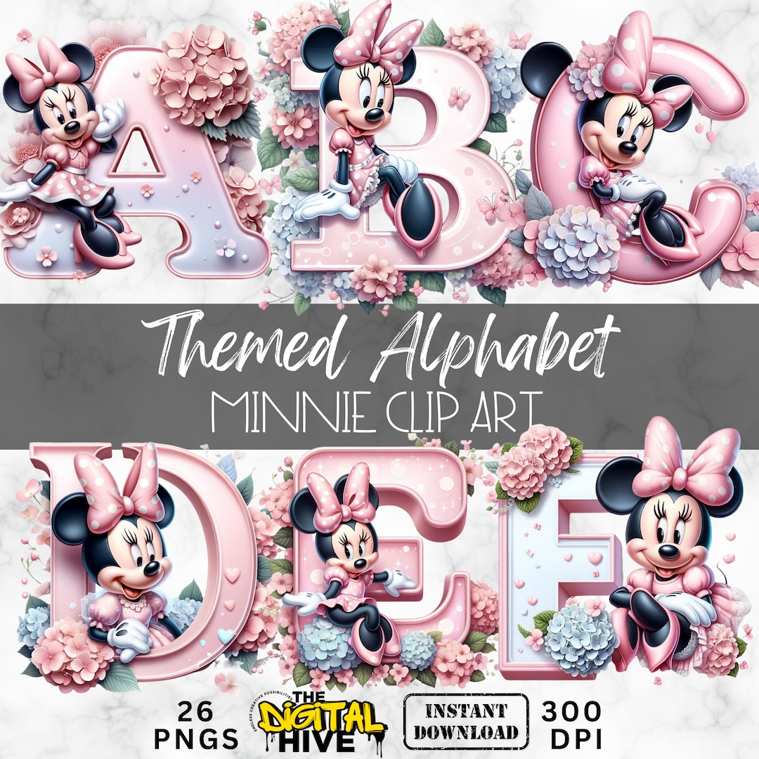 Minnie Mouse PNG Clipart Alphabet,numbers Bundle, Boy and Girl Birthday ...