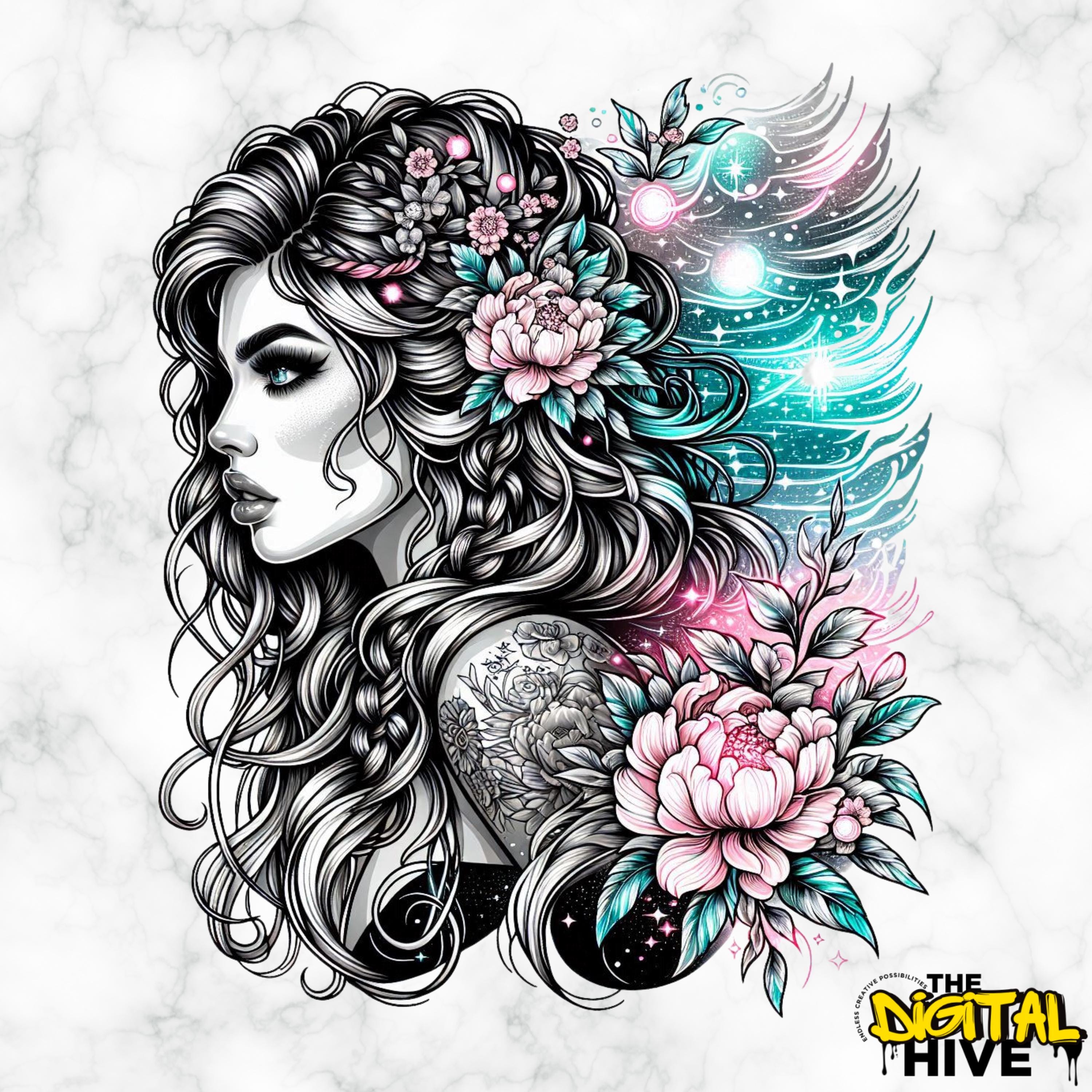 Bad Ass Girl Clip Art, Girl With Tattoos Art, Commercial Use Clip Art ...