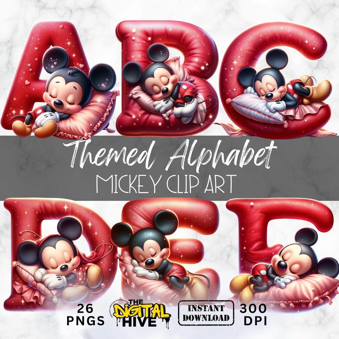 Mickey Mouse PNG Clipart Alphabet,numbers Bundle, Boy and Girl Birthday ...