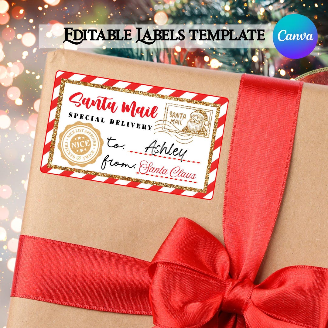 From Santa Claus, Nice List Labels – Editable Printable Gift Tags ...