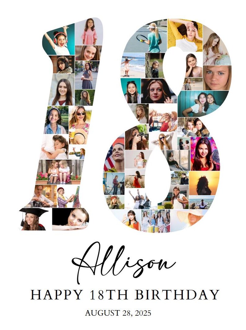 18th Birthday Photo Collage Template: Customizable Gift (digital ...