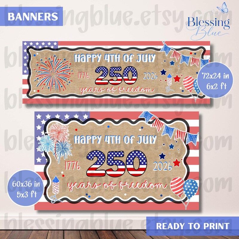July 4th Hand Painted Banners - Etsy