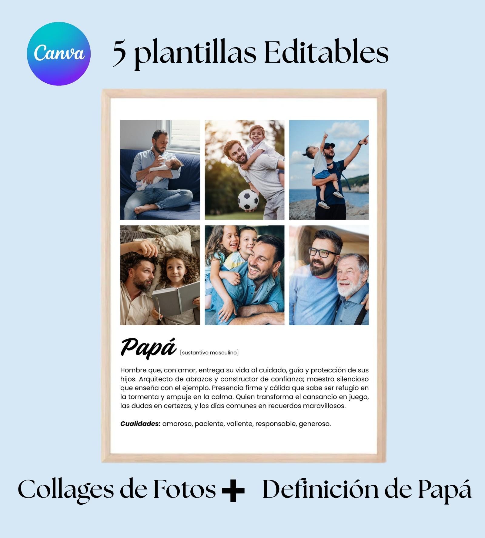 Plantillas Collage De Fotos + Definición De Papá, Regalo Personalizado ...