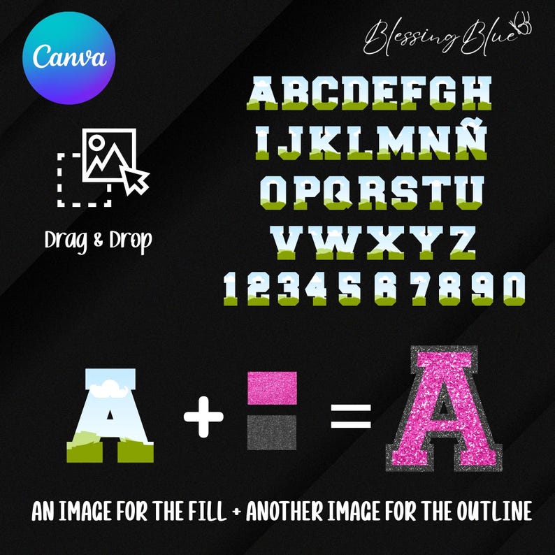 Varsity Letter Canva Frame Bundle: Sports Font, Alphabet & Numbers ...