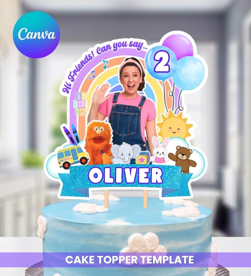 Ms. Rachel Inspired Cake Topper: Editable Birthday Template (digital ...