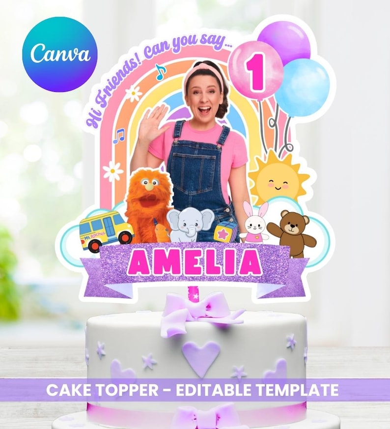 Ms. Rachel Birthday Cake Topper, Customizable Template (printable) - Etsy
