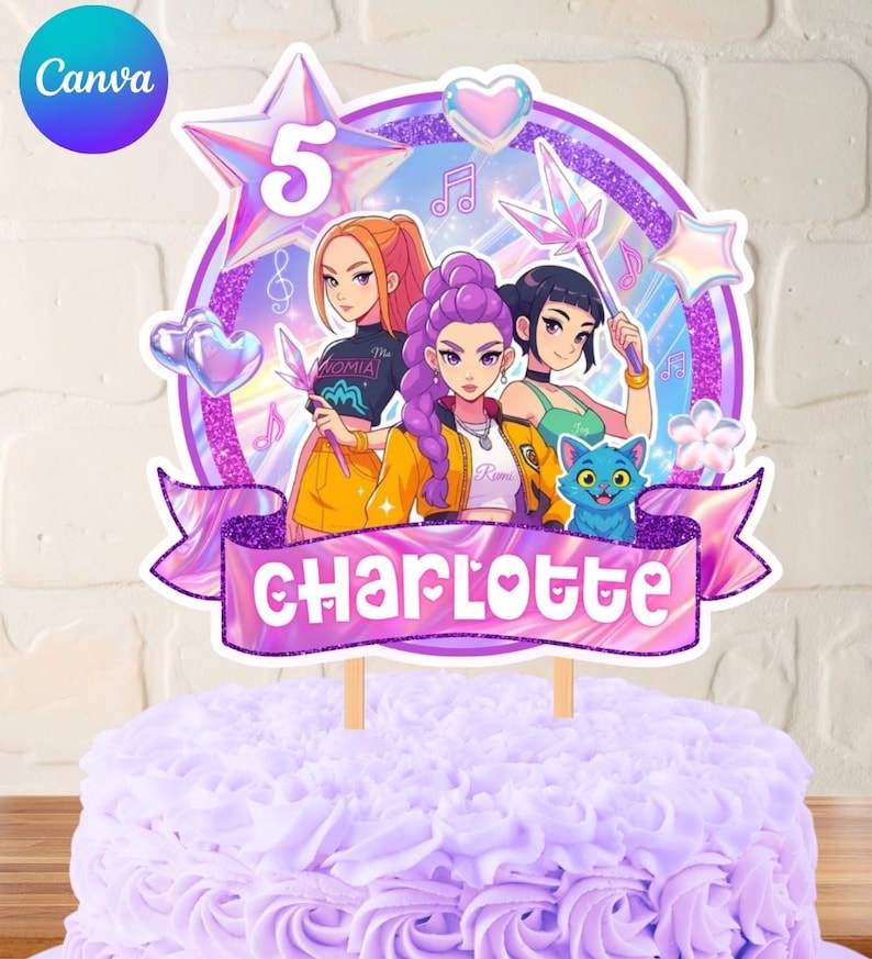 Cake Topper Template, K-pop Girls. Editable Printable Party Decor ...