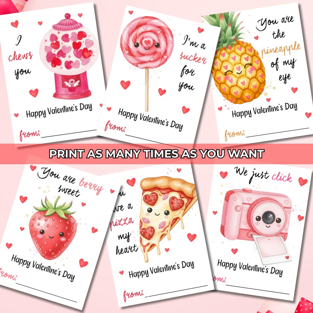 PUN Valentine's Day Cards. Printables to Share With Classmates or ...