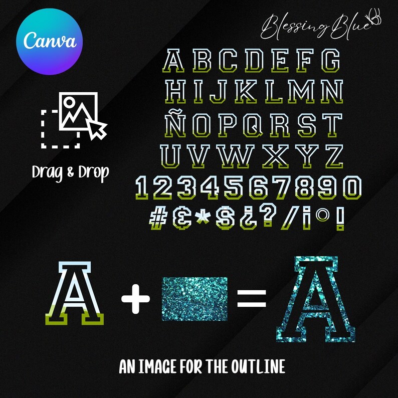 Varsity Letter Canva Frame Bundle: Sports Font, Alphabet & Numbers ...