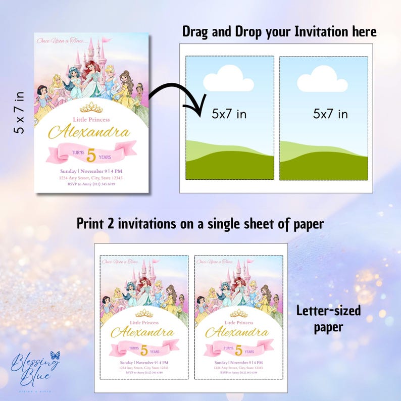 Princess Birthday Invitation: Watercolor Castle, Royal Theme (canva ...