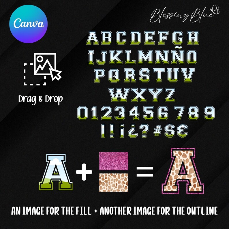 Varsity Letter Canva Frame Bundle: Sports Font, Alphabet & Numbers ...