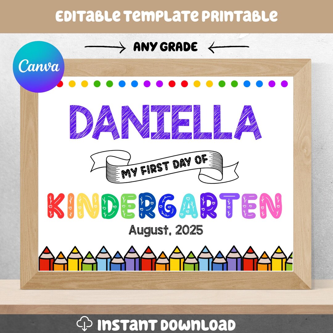 First Day of School Editable Sign, Kindergarten, First Grade, Second ...