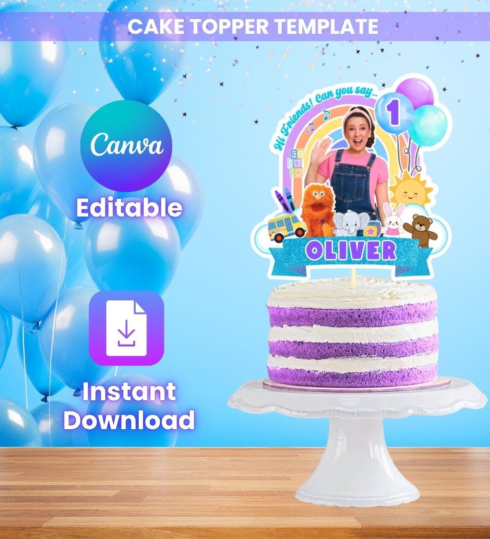 Ms. Rachel Inspired Cake Topper: Editable Birthday Template (digital ...