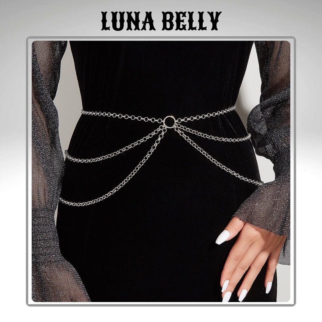 Edgy Multi-layered Waist Chain – 105cm Harness Belt With Cross & Ring ...