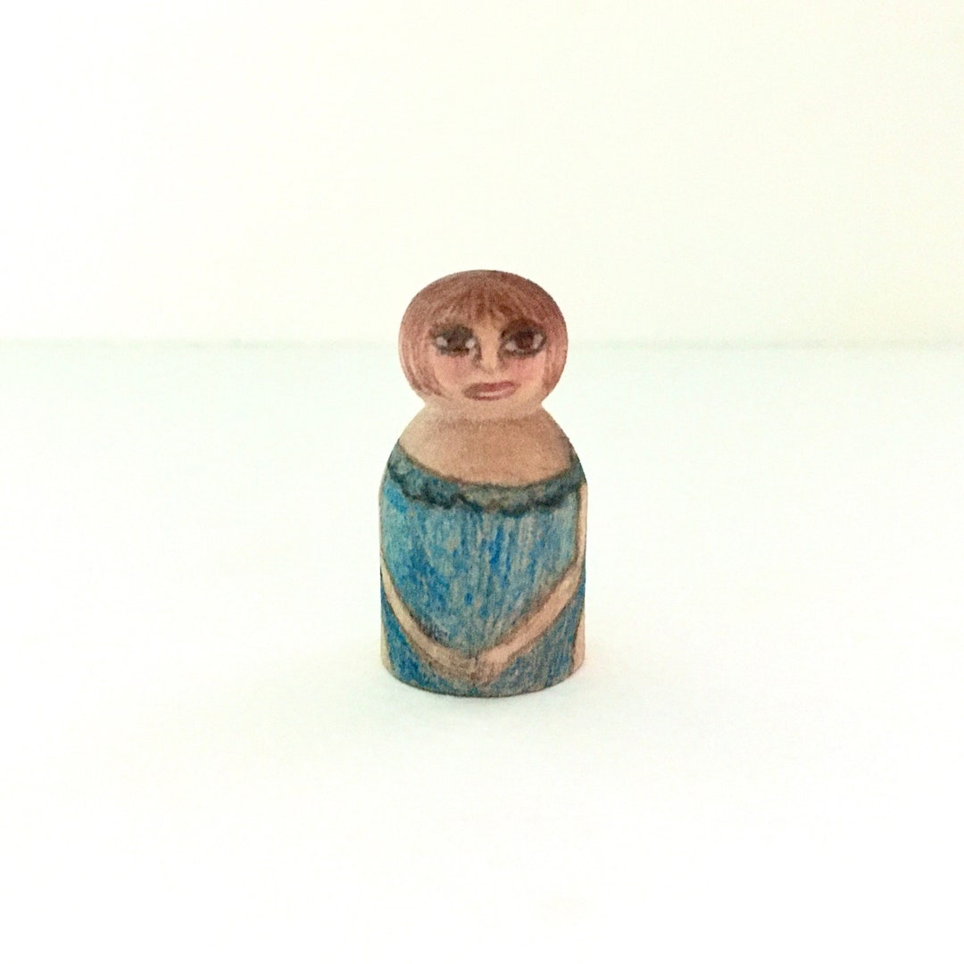 Tiny Wood Woman in Blue Bathing Suit - Etsy