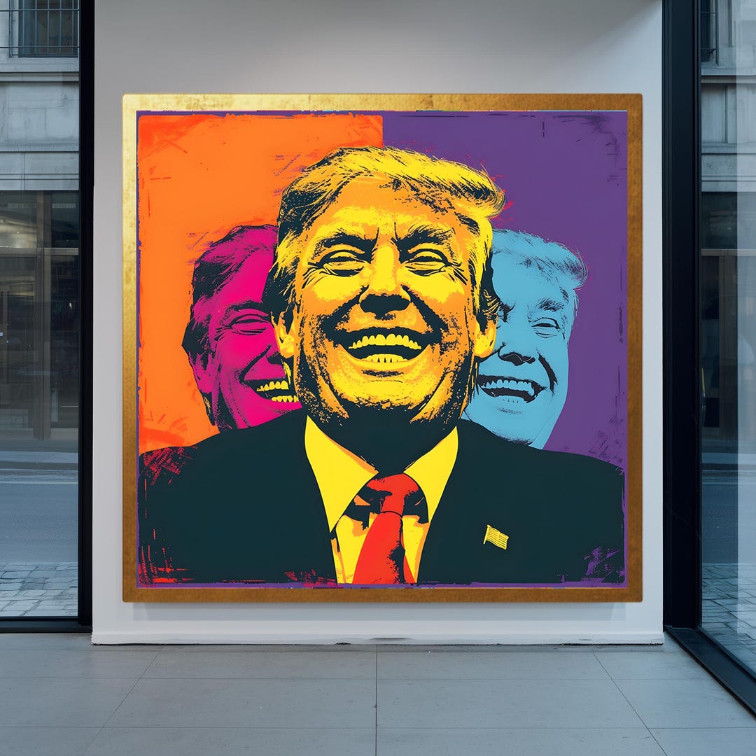 Pop Art Trump Canvas Wall Art, Colorful Political Portrait Print, Bold ...