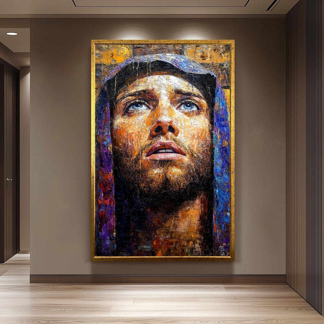 Jesus Christ Abstract Painting, Textured Religious Wall Art, Hand ...