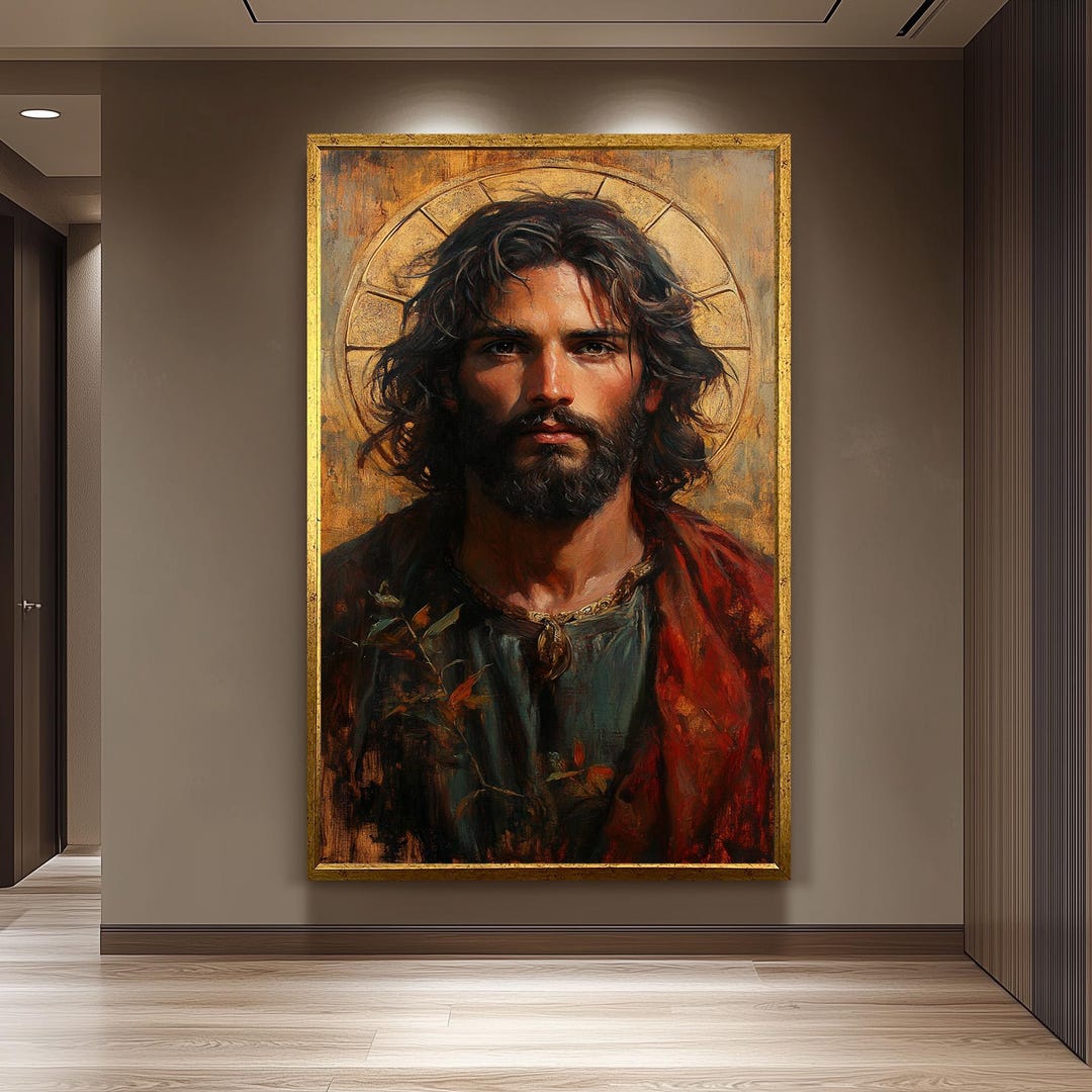 Jesus Christ Portrait Painting, Sacred Religious Artwork, Hand Painted ...