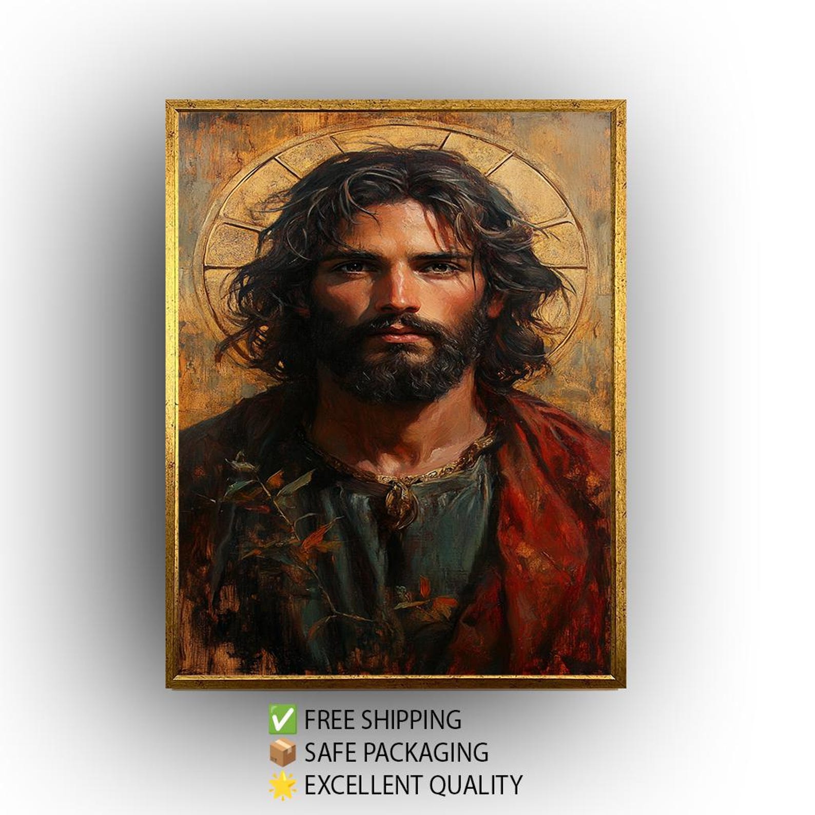 Jesus Christ Portrait Painting, Sacred Religious Artwork, Hand Painted ...