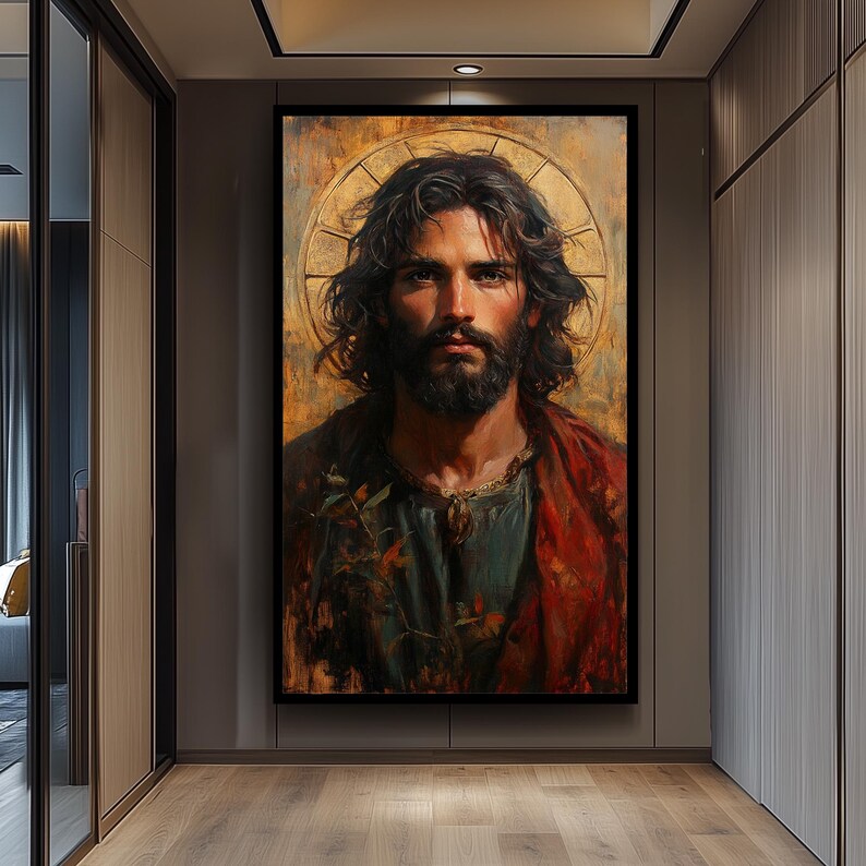 Jesus Christ Portrait Painting, Sacred Religious Artwork, Hand Painted ...