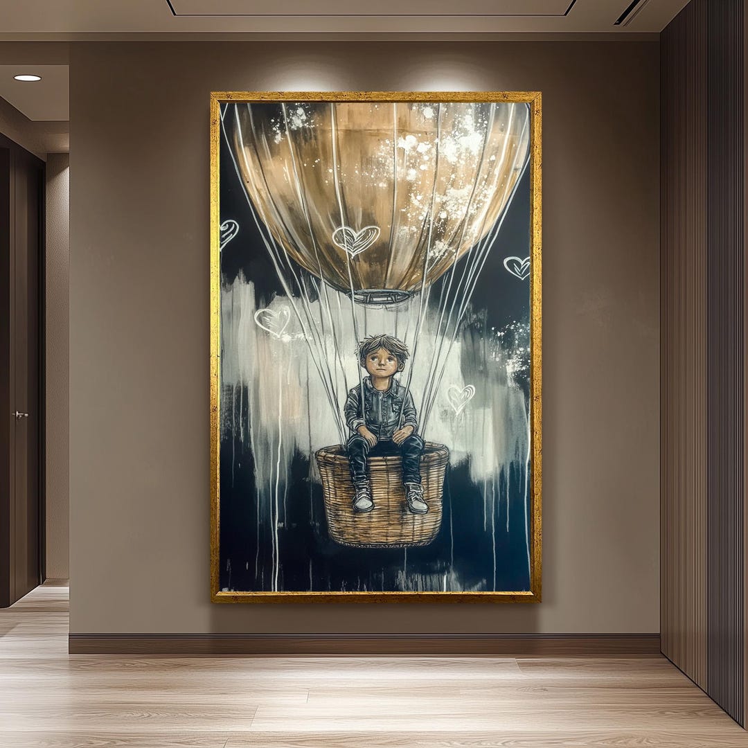 Graffiti-style Hot Air Balloon Art, Dreamy Adventure Wall Decor , Boy ...