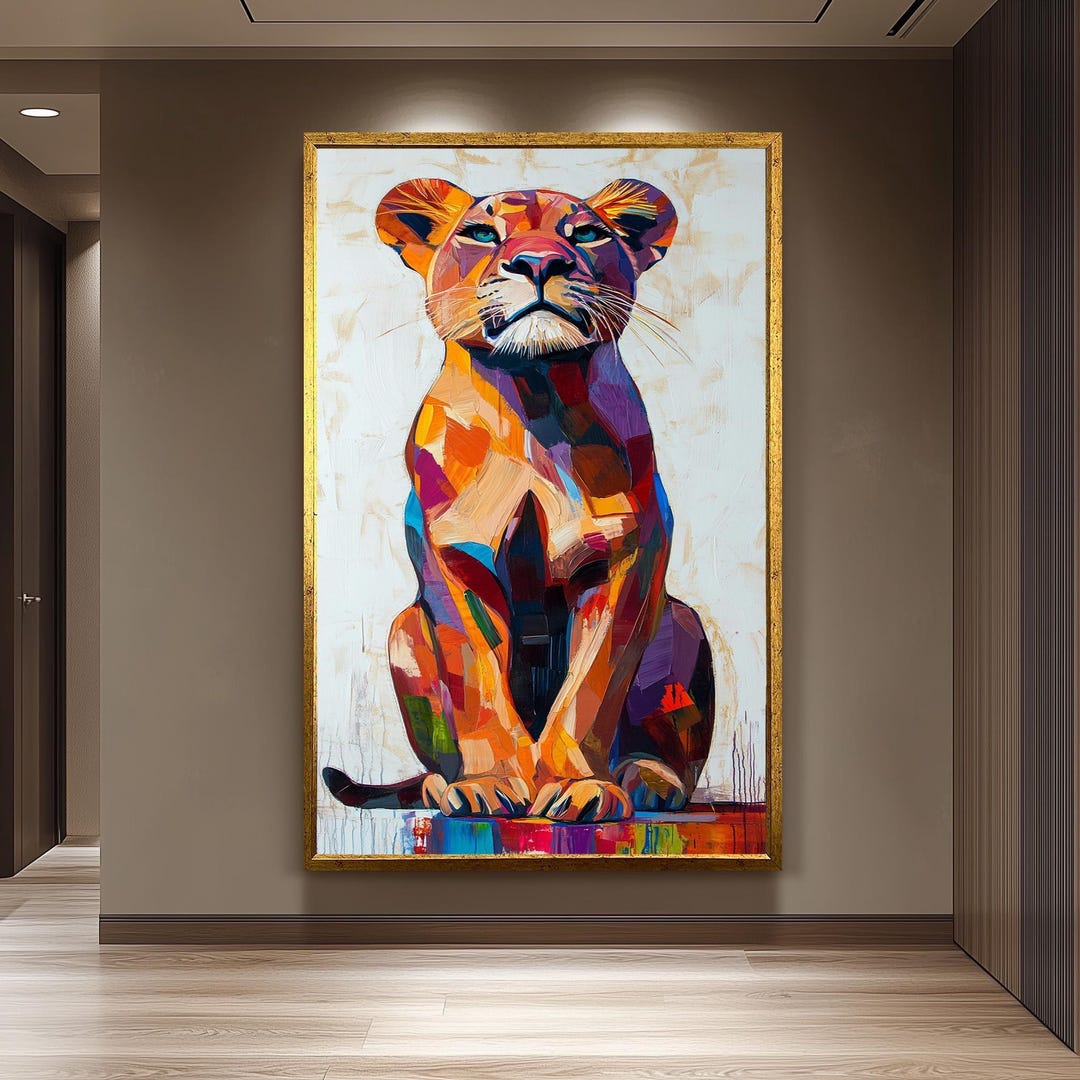 Colorful Pop Art Lioness Wall Art Canvas Print – Modern Animal Painting ...