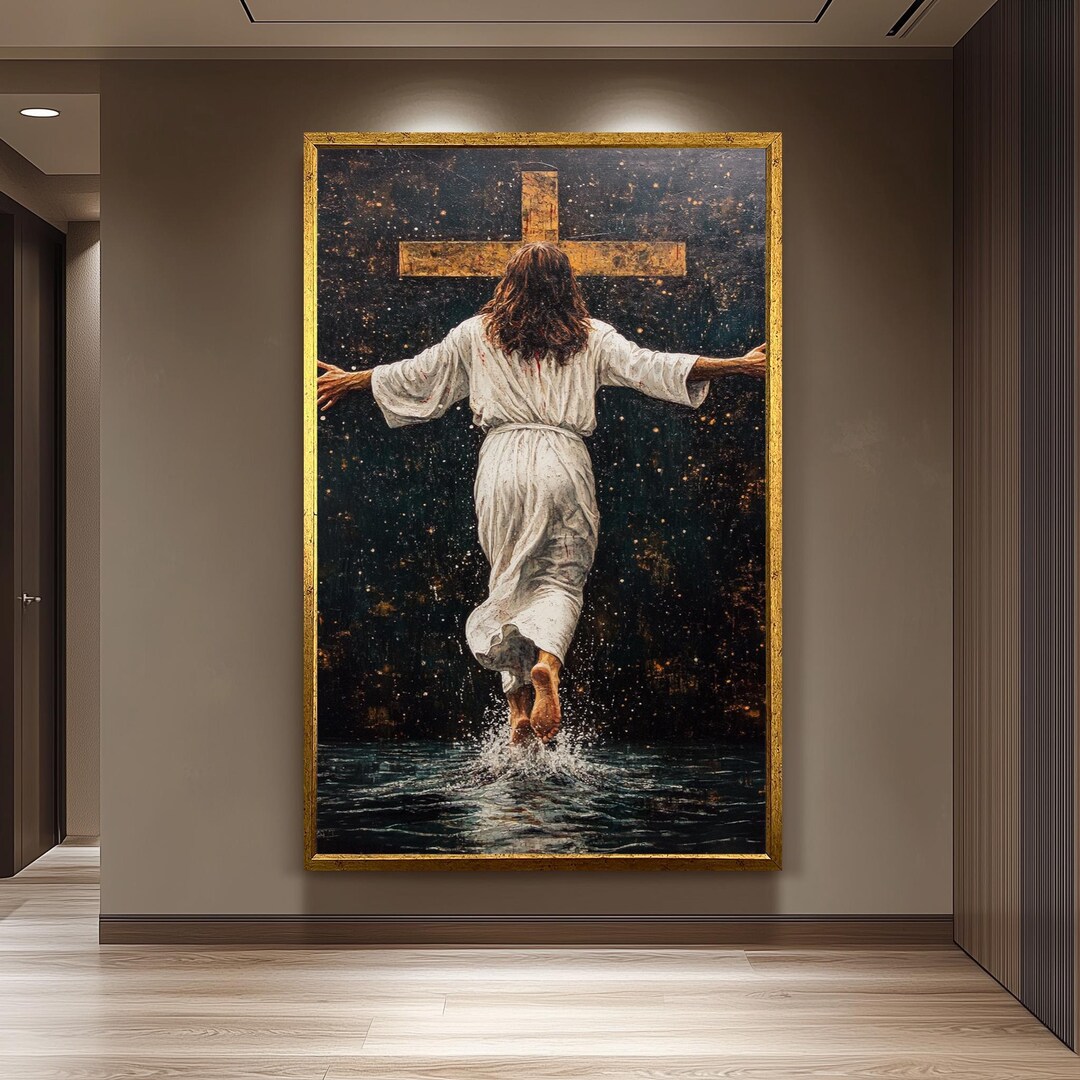 Jesus Walking Toward the Cross Canvas -powerful Christian Wall Art on ...