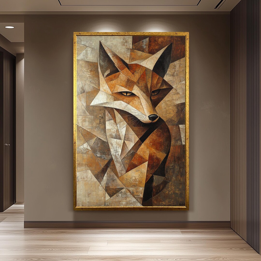 Cubist Fox Wall Art in Picasso Style – Abstract Geometric Animal Canvas ...