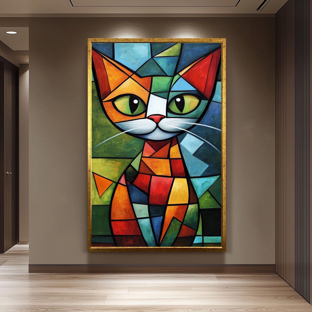 Cubist Cat Art Print Picasso Inspired Abstract Animal Wall Decor ...