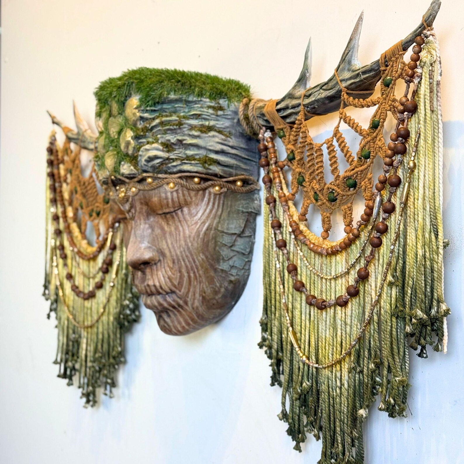 Fiber Wall Sculpture With Macrame - Nature-inspired Boho Wall Art ...