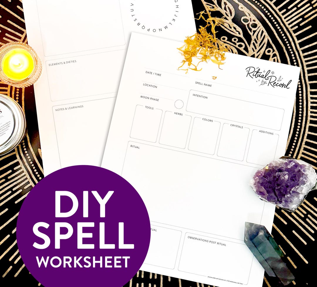 Ritual Record Spell Builder Worksheet and Record | Pages for Grimoire ...