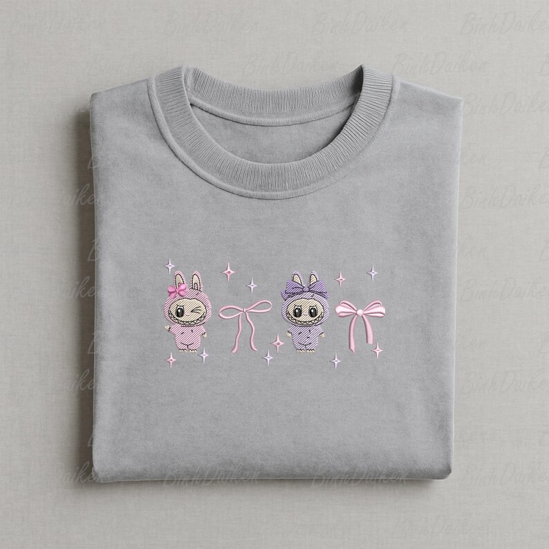 Fluffy Monster Coquette Bow Embroidery Design, Cute Little Monster ...