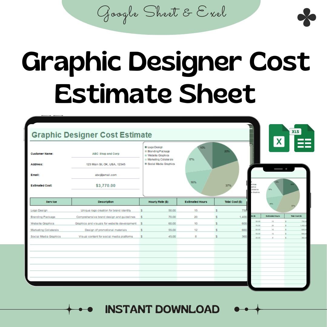 Graphic Designer Cost Estimate Sheet | Instant Download | Professional ...