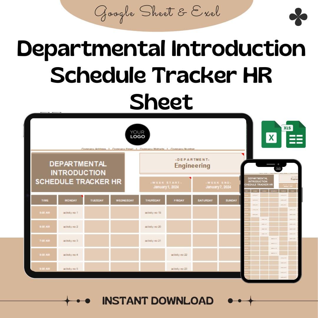Departmental Introduction Schedule Tracker HR Sheet | Employee ...