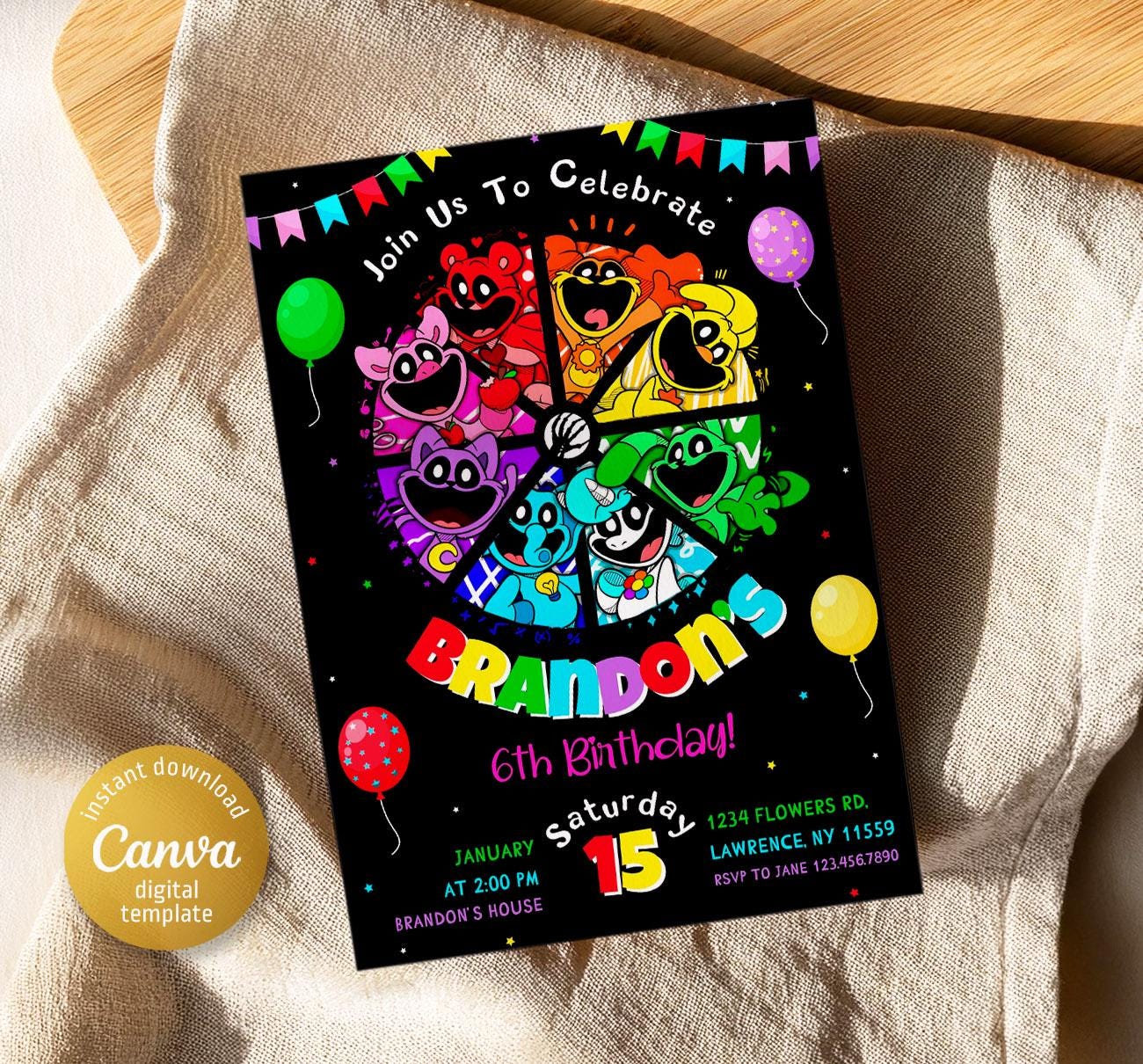 Printable Smiling Critters Invitation, Smiling Critters Party, Editable ...