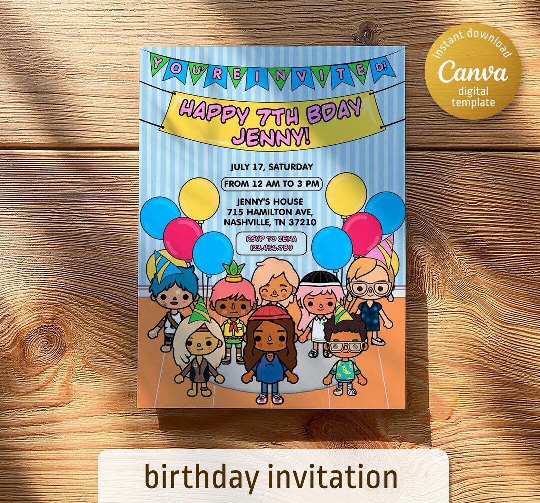 Toca Boca Birthday Invite, Tocaboca Digital Invite, Toca Boca Life ...