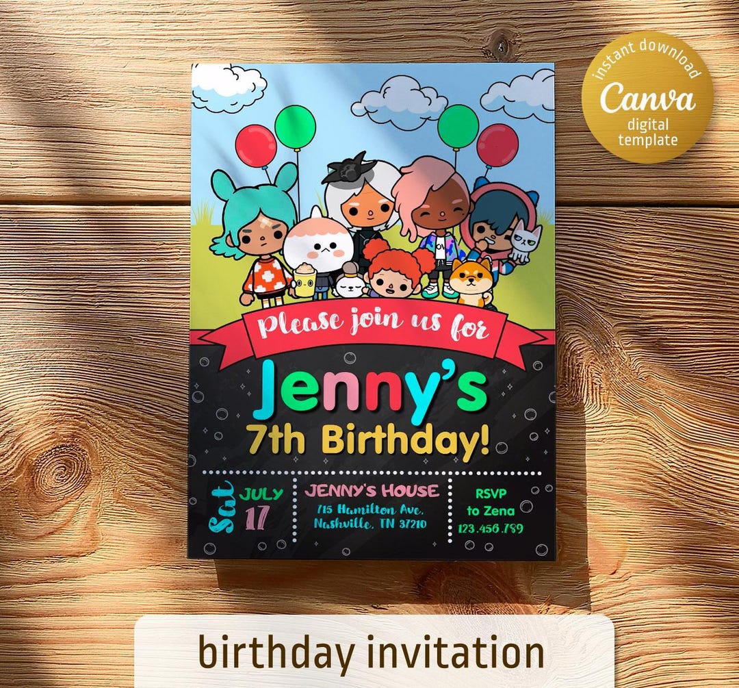 Toca Boca Birthday Invite, Tocaboca Digital Invite, Toca Boca Life ...